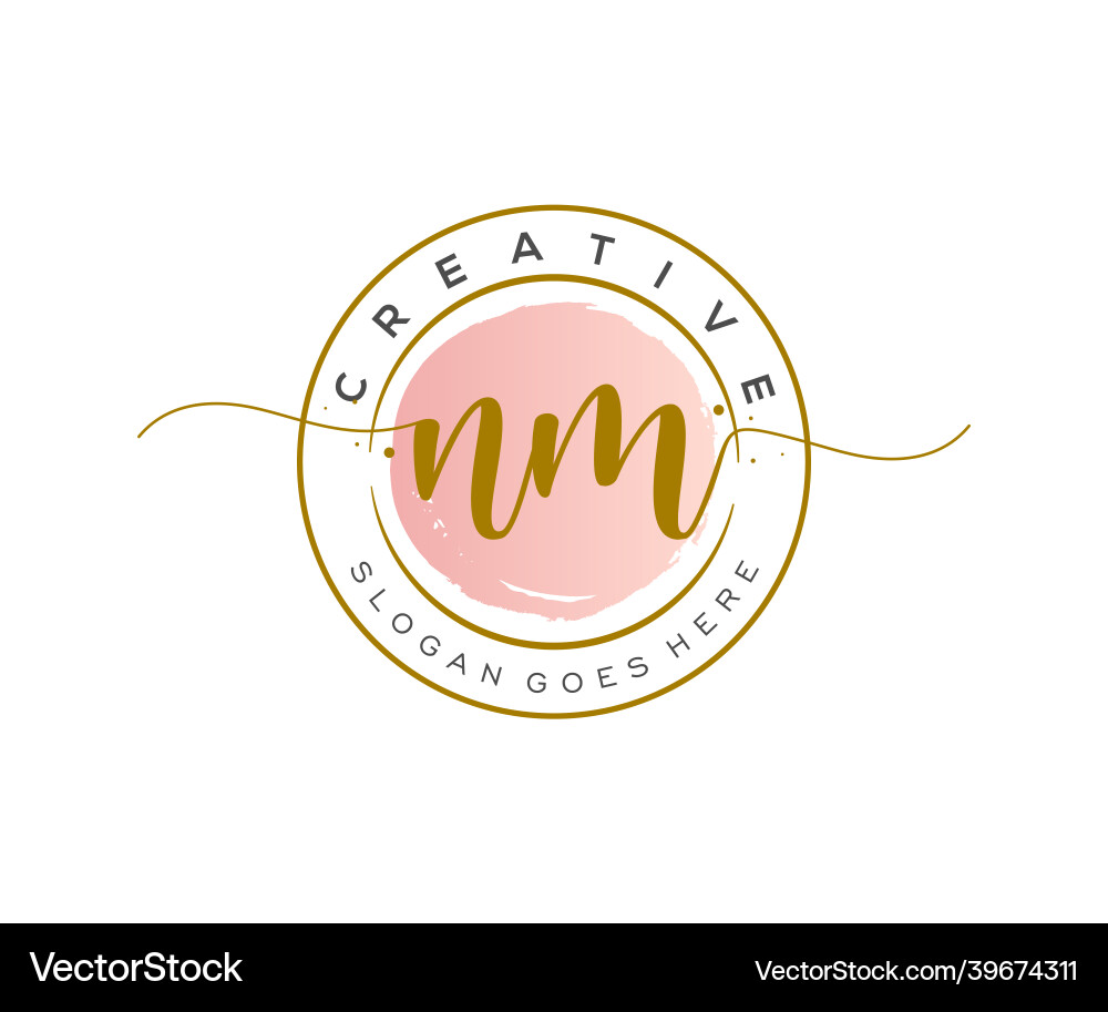 Initial nm feminine logo beauty monogram Vector Image