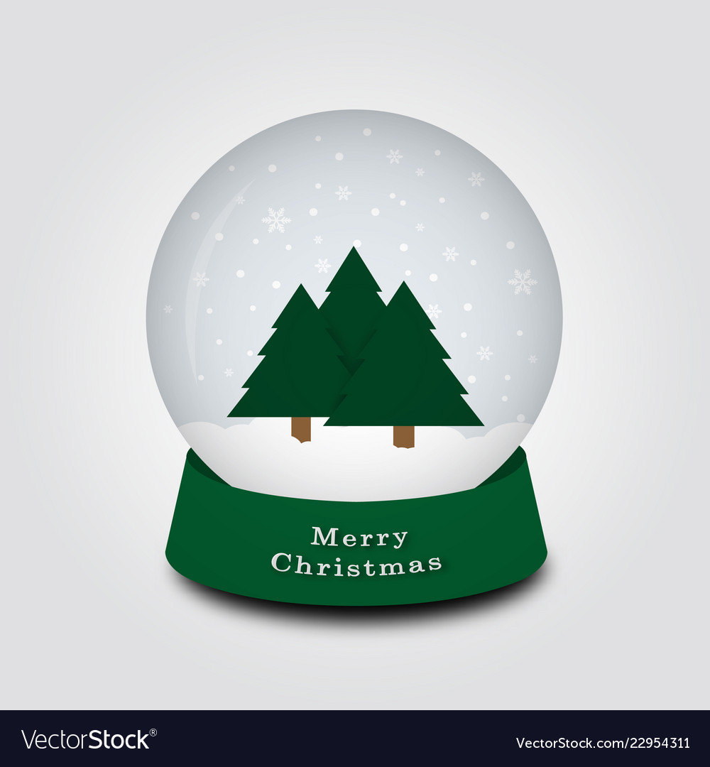 Merry Christmas Snow Globe With Tree Royalty Free Vector