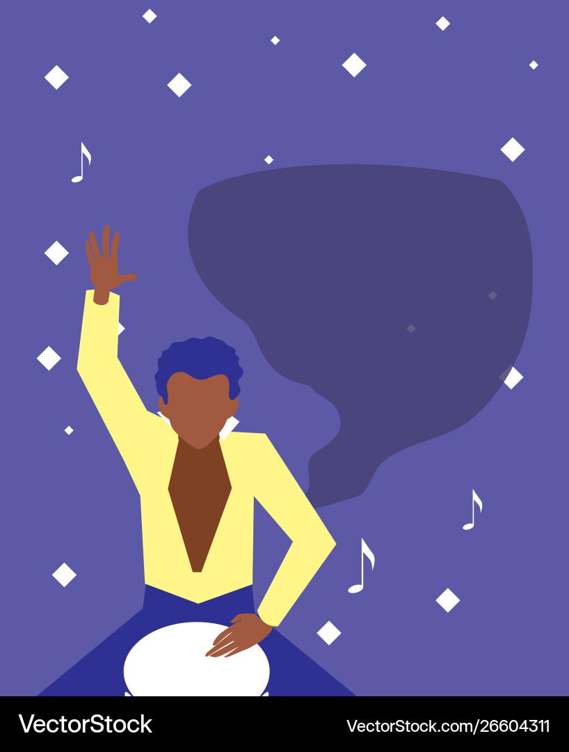 Musician man drum playing music Royalty Free Vector Image