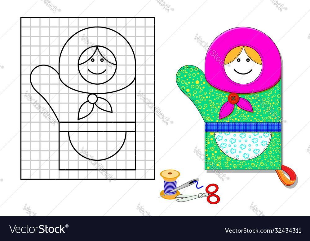 Printable template with pattern kitchen mitten Vector Image