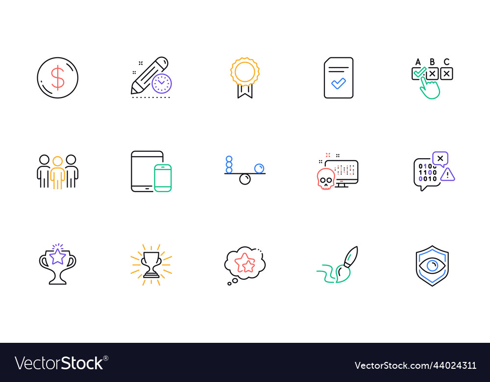 Reward cyber attack and correct checkbox line Vector Image
