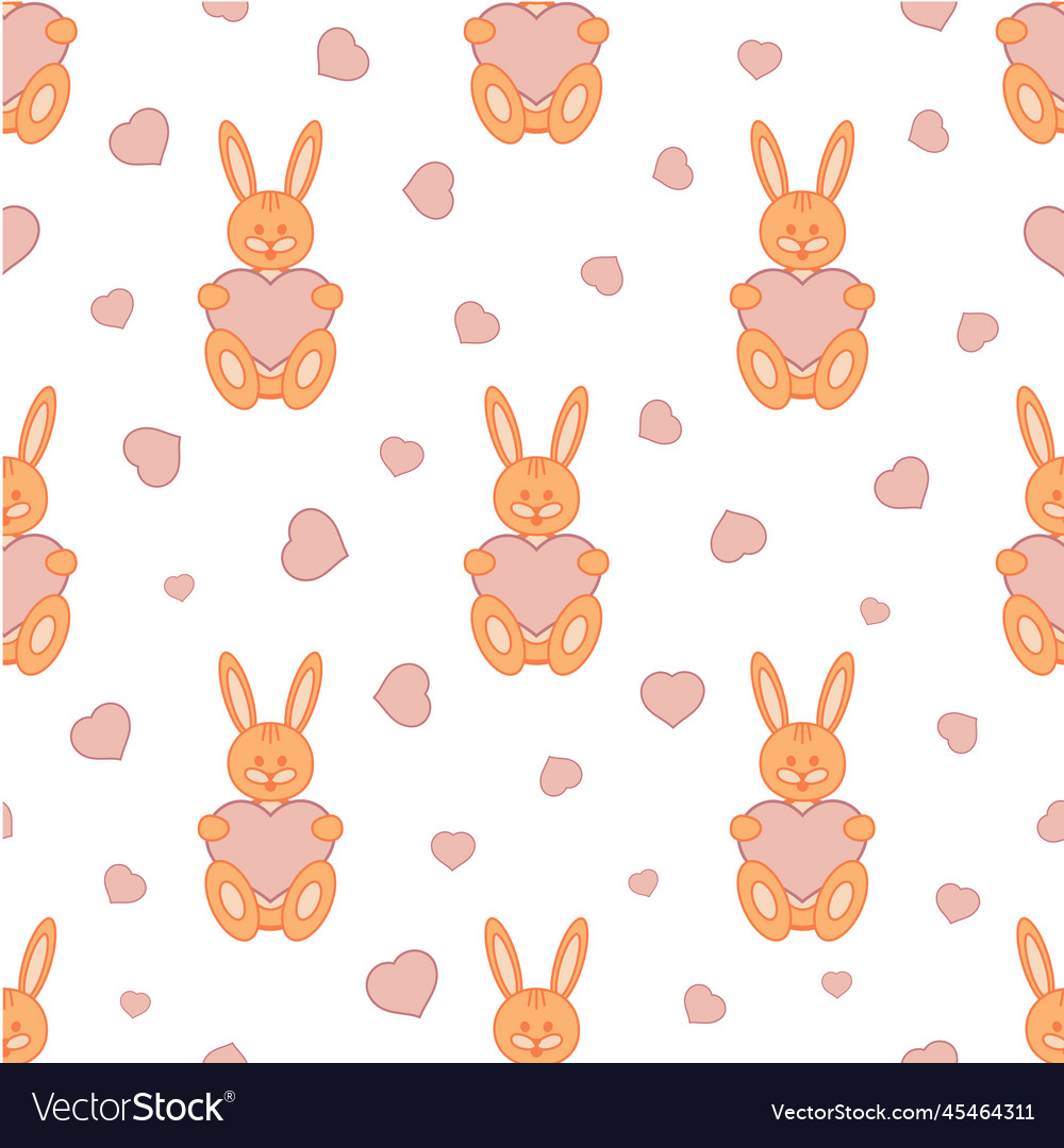 Seamless pattern a romantic hare Royalty Free Vector Image