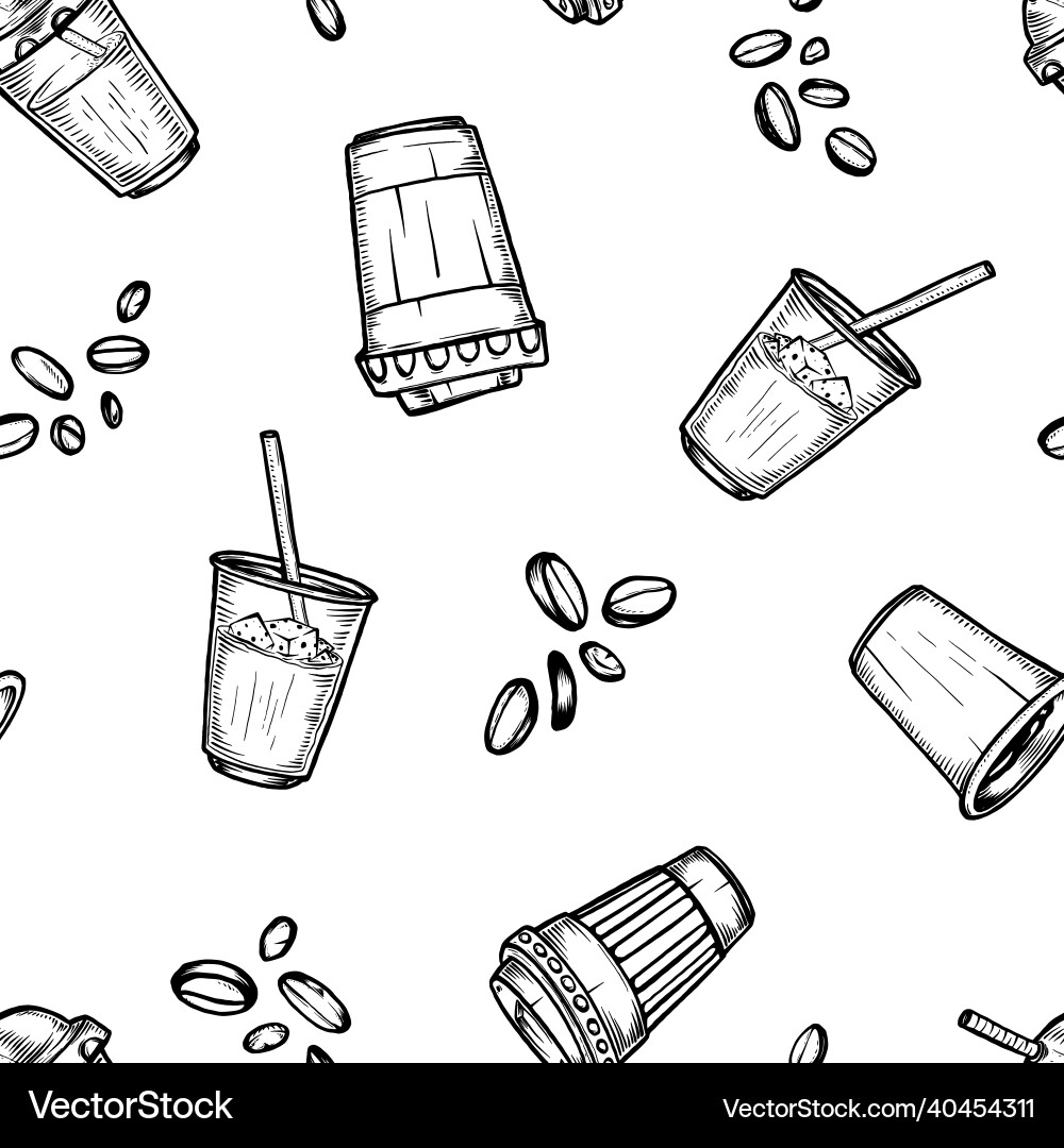 Seamless pattern of different caps of coffee Vector Image