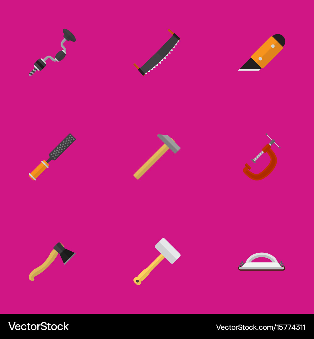 Set of 9 editable equipment icons includes Vector Image