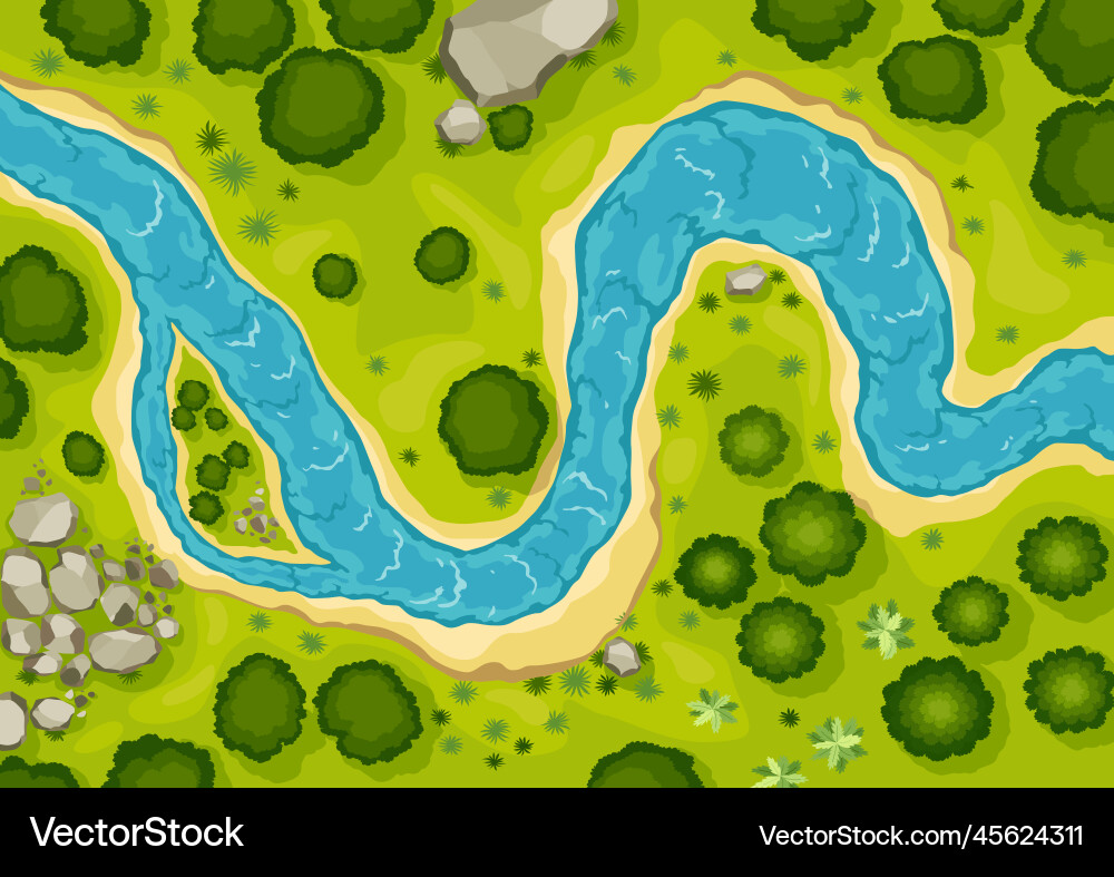 Top view river landscape summer beautiful valley Vector Image