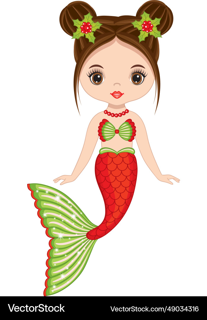 Beautiful christmas mermaid Royalty Free Vector Image