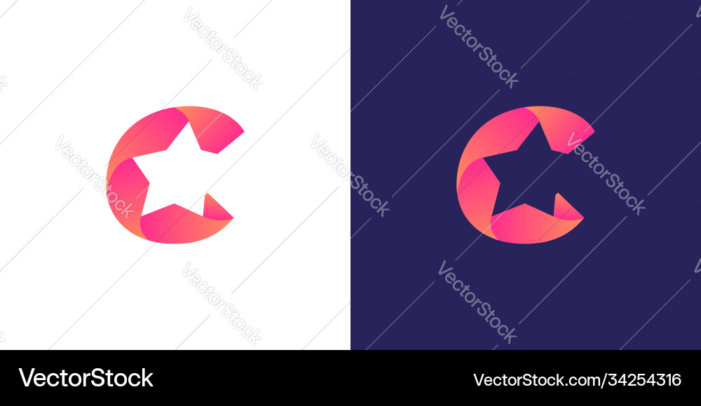 C star logo design letter with star concept Vector Image