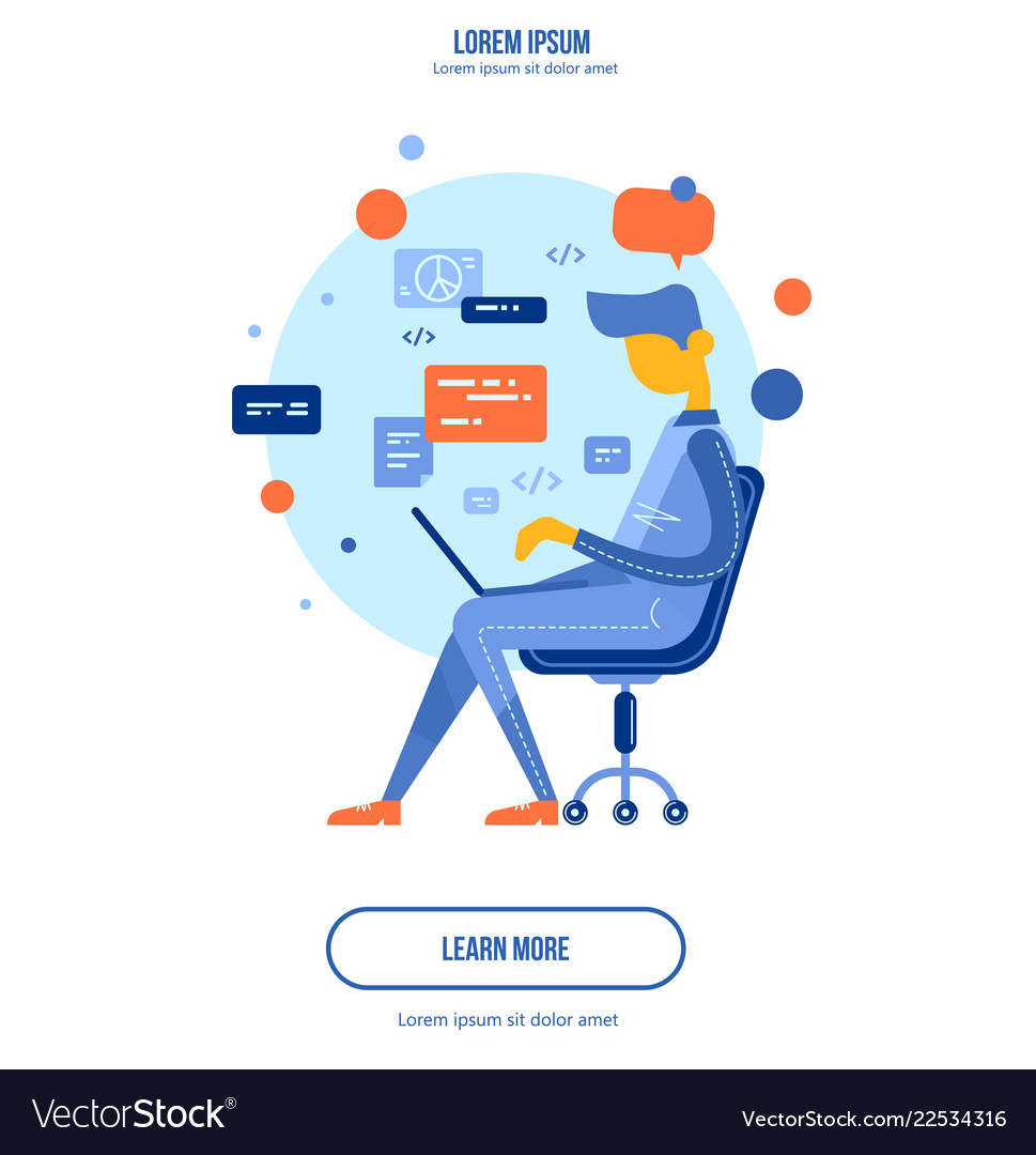 Code concept student using laptops Royalty Free Vector Image