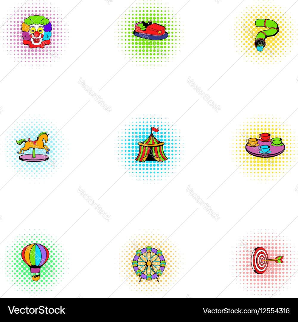 Entertainment for children icons set Royalty Free Vector