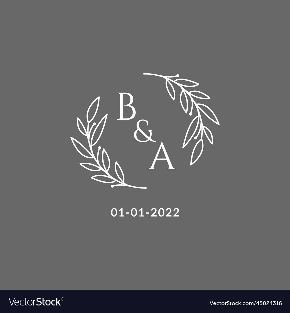 Initial letter ba monogram wedding logo Royalty Free Vector