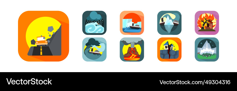 Natural disaster and hazard or catastrophe scene Vector Image