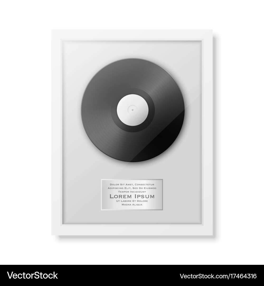 Realistic lp and label in glossy white Royalty Free Vector