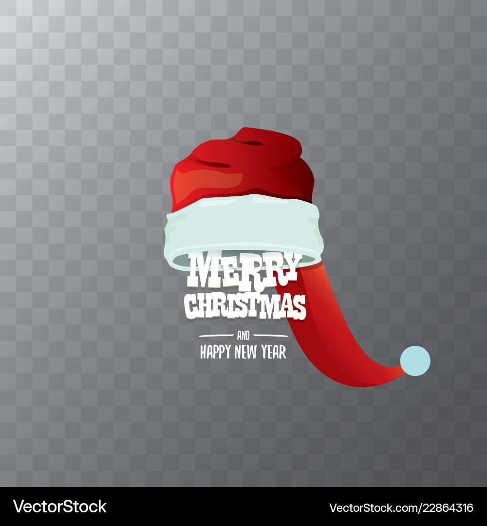 Red santa hat label isolated on transparent Vector Image