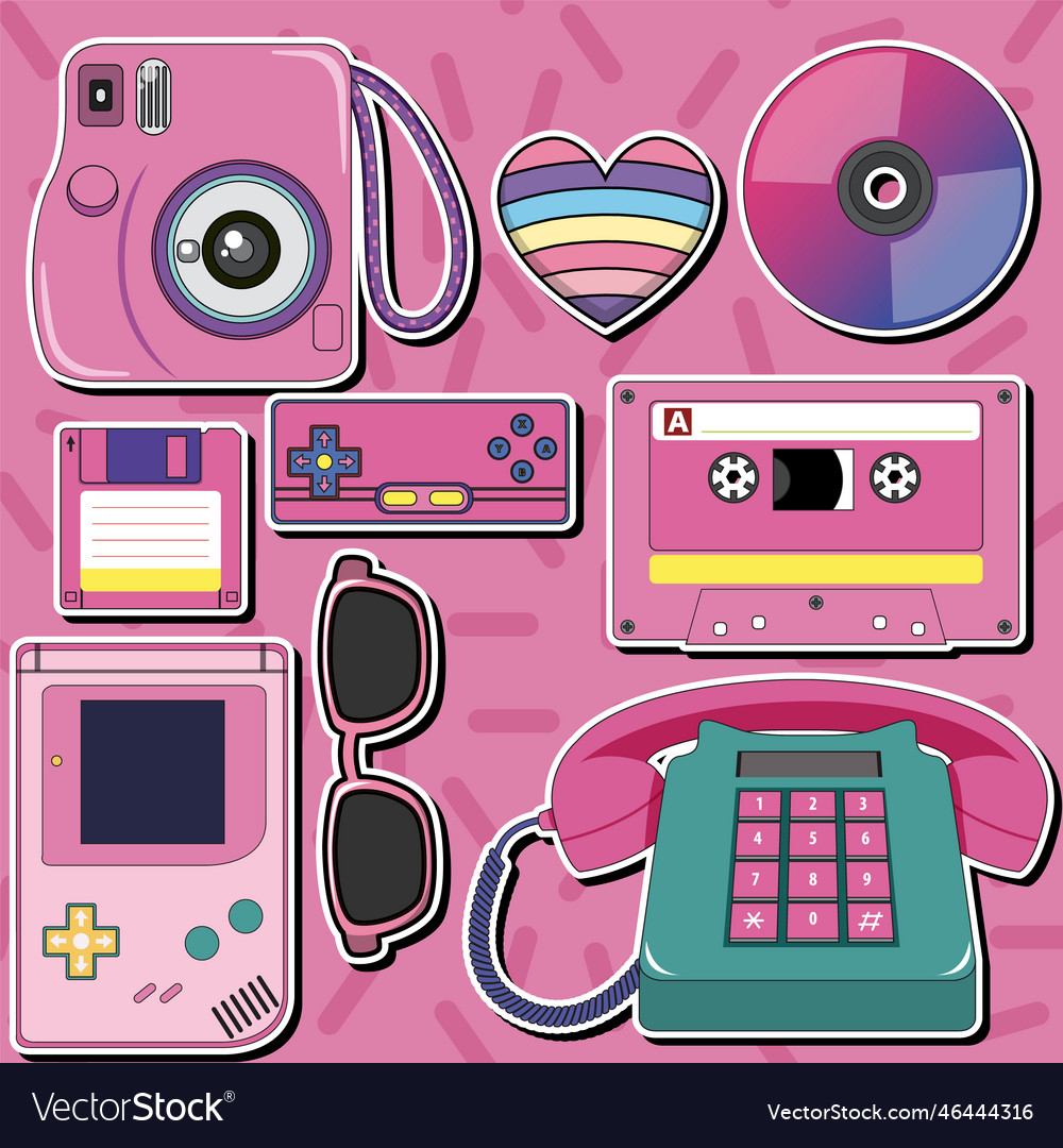Retro objects and elements set Royalty Free Vector Image