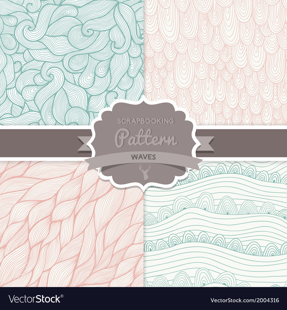 Seamless wave hand-drawn pattern waves background Vector Image