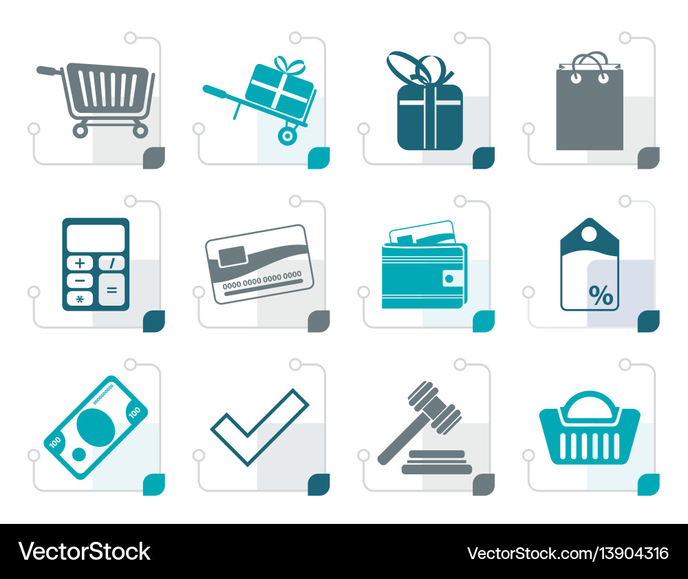 Stylized online shop icons Royalty Free Vector Image