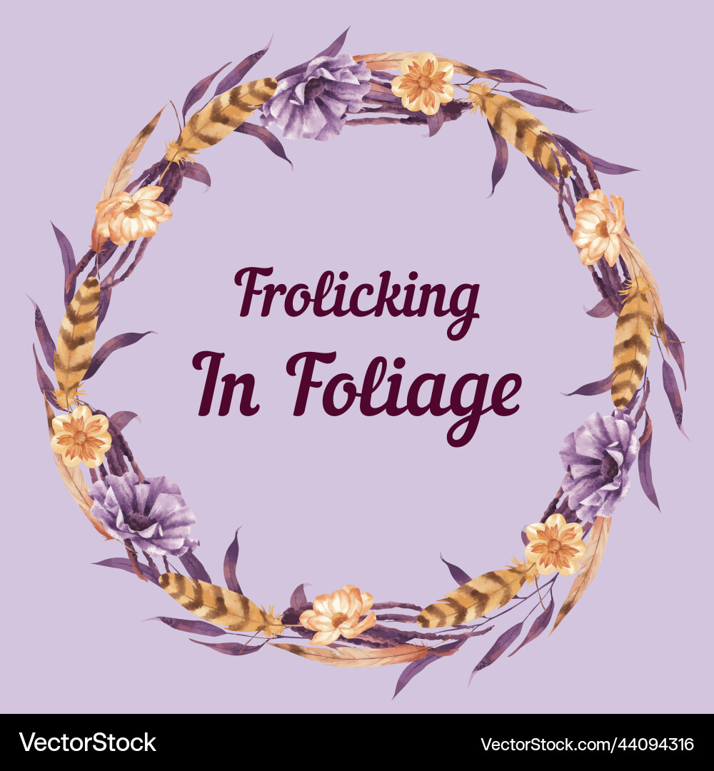 Wreath template with rustic fall foliage Vector Image