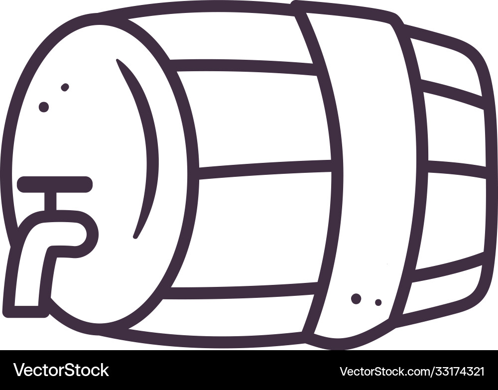 Beer wood barrel line style icon design Royalty Free Vector