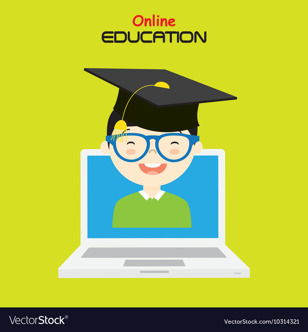 Boy with computer Royalty Free Vector Image - VectorStock