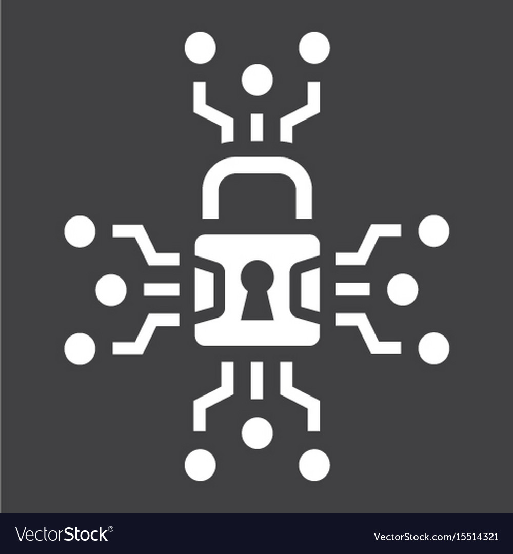 Cyber security solid icon padlock Royalty Free Vector Image