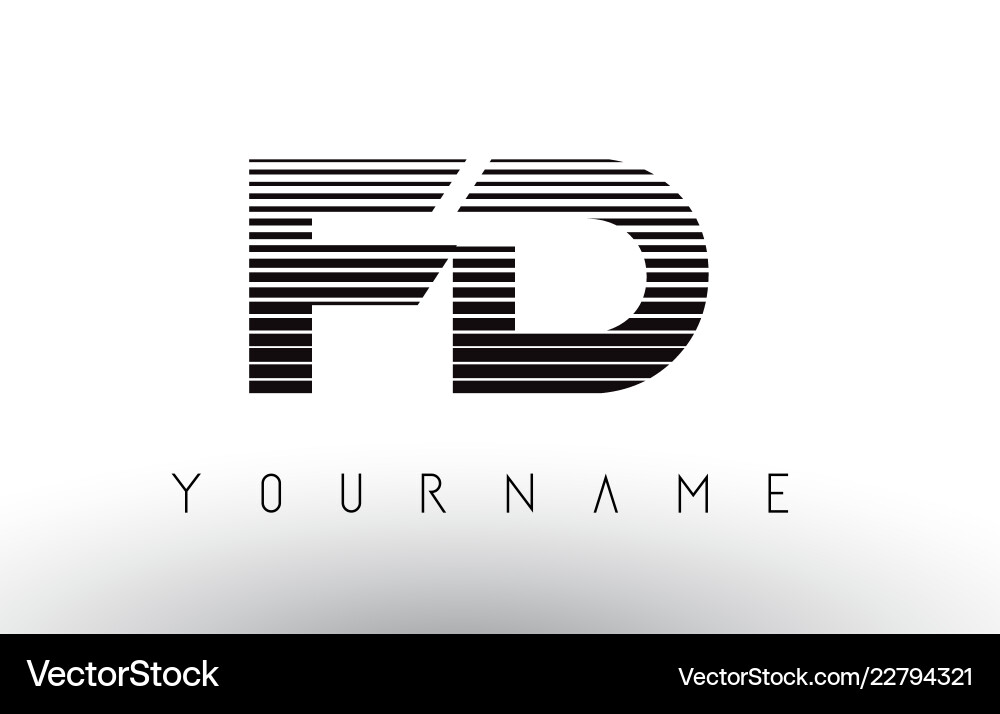 Fd f d black and white horizontal stripes letter Vector Image