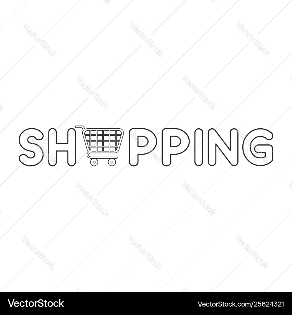 Icon concept shopping word with cart Royalty Free Vector