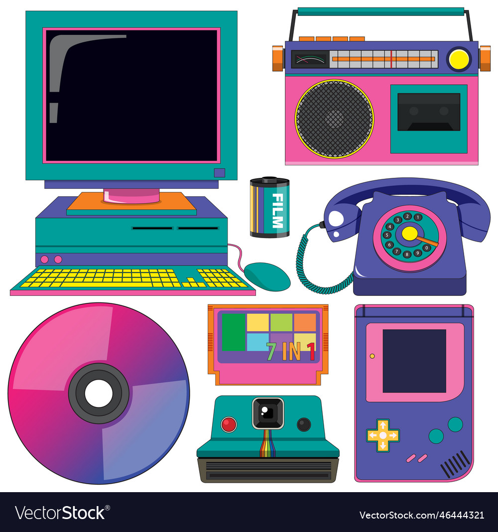 Retro objects and elements set Royalty Free Vector Image