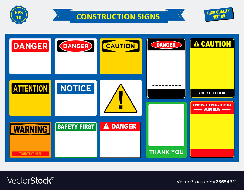 Set construction sign template Royalty Free Vector Image