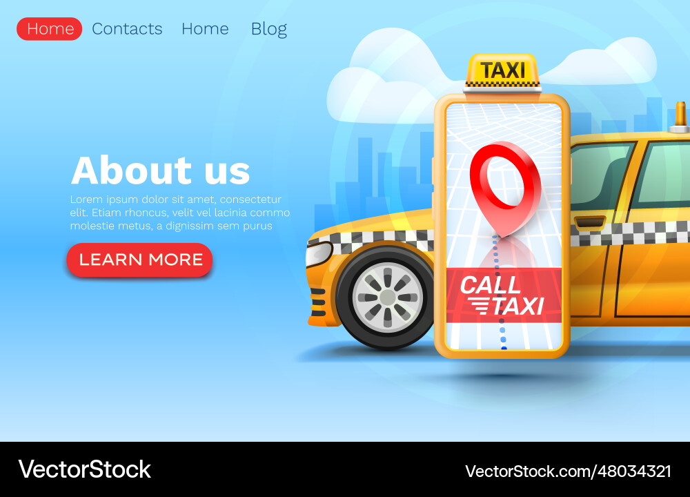 Smartphone call taxi banner concept place Vector Image