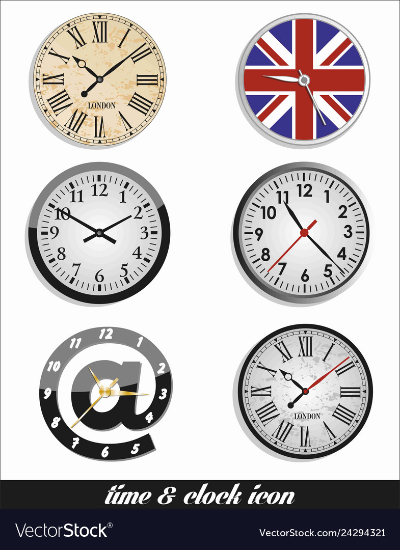 Time and clock set Royalty Free Vector Image - VectorStock