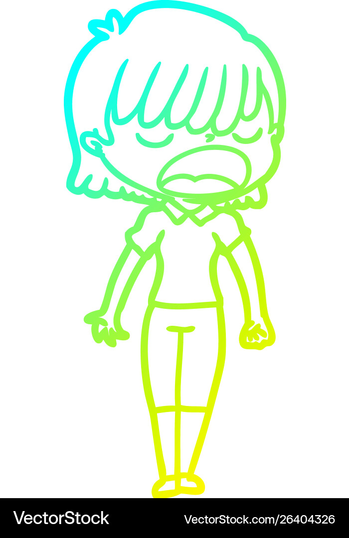 Cold gradient line drawing cartoon woman talking Vector Image