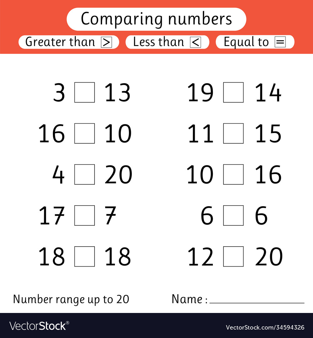 Comparing numbers less than greater than equal Vector Image Comparing numbers less than greater than equal Vector Image
