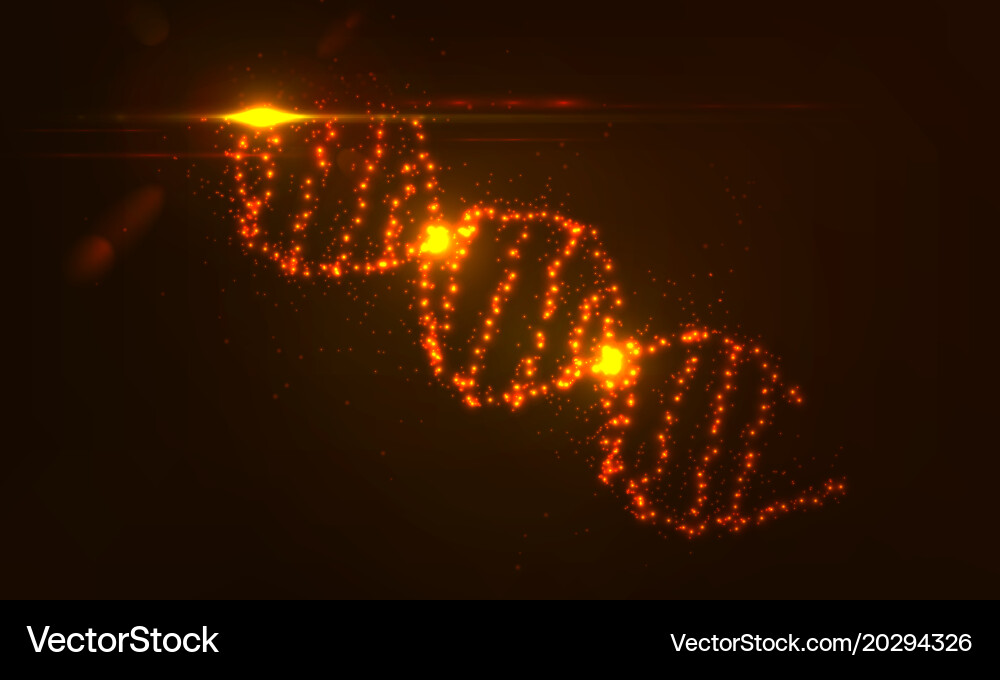 Dna shape of glowing circles and particles Vector Image