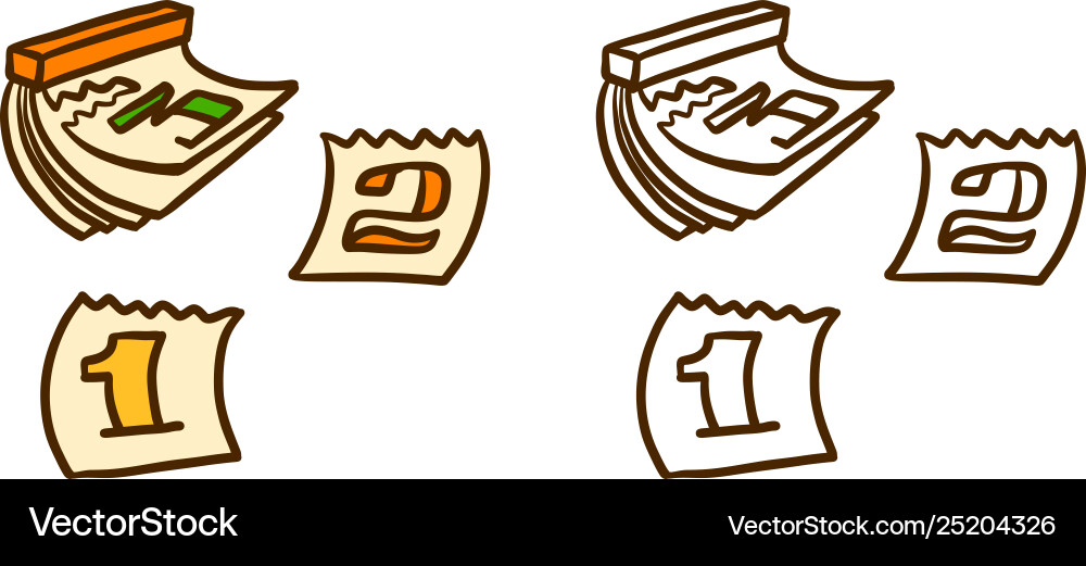 Doodle calendar icon set hand drawn cartoon Vector Image