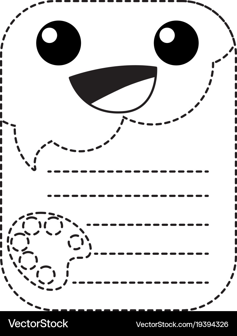 Dotted shape happy and tender note paper kawaii Vector Image