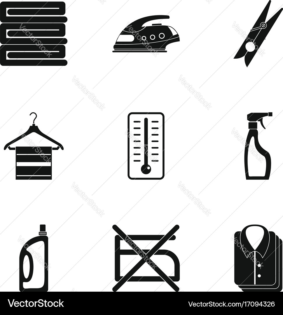 Dry cleaning icons set simple style Royalty Free Vector