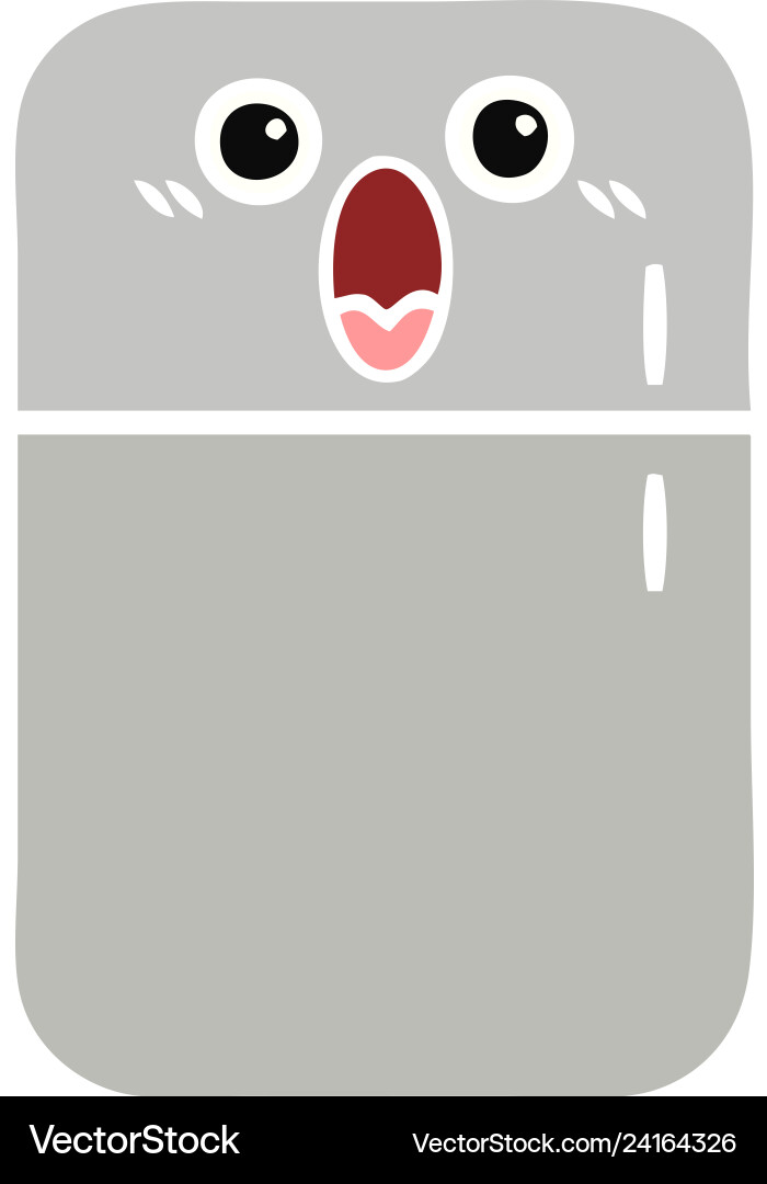 Flat color retro cartoon fridge freezer Royalty Free Vector