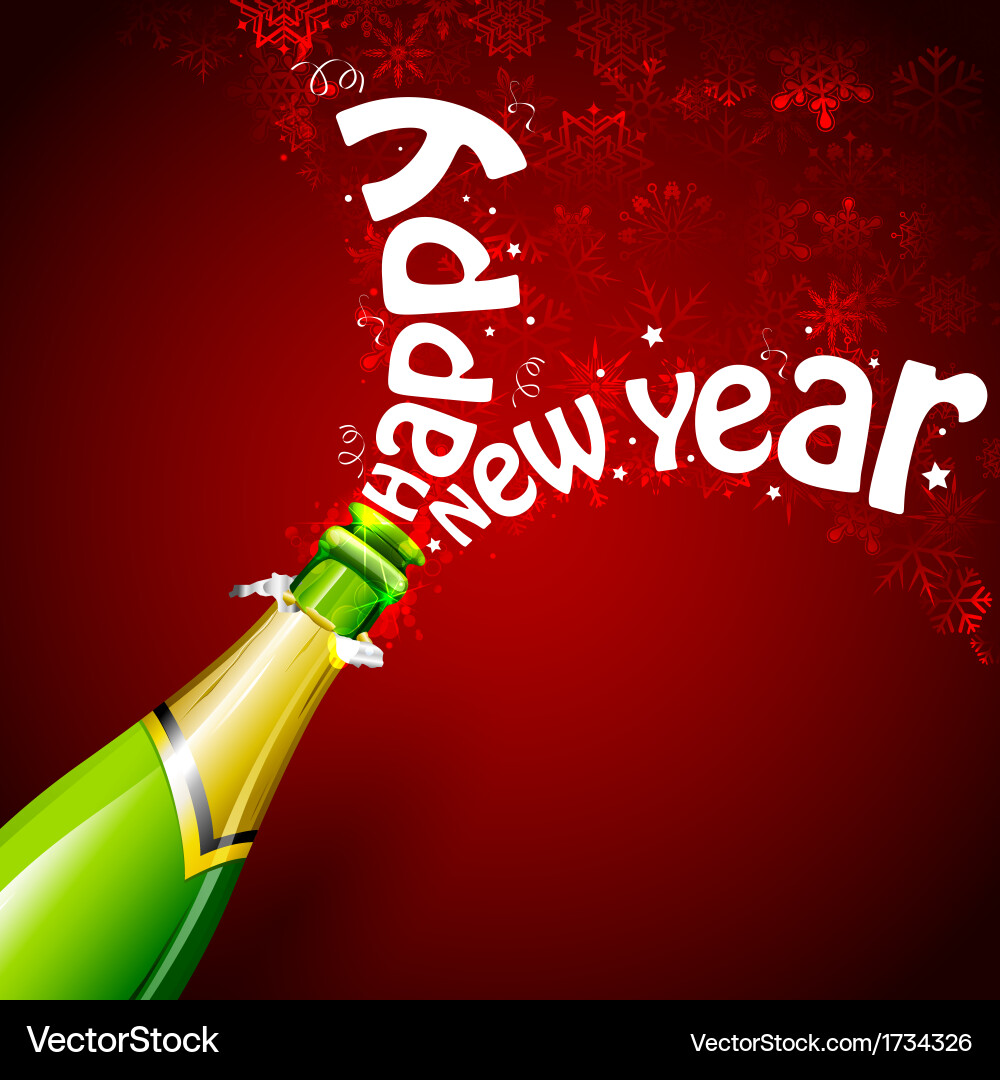 Happy new year with champagne Royalty Free Vector Image