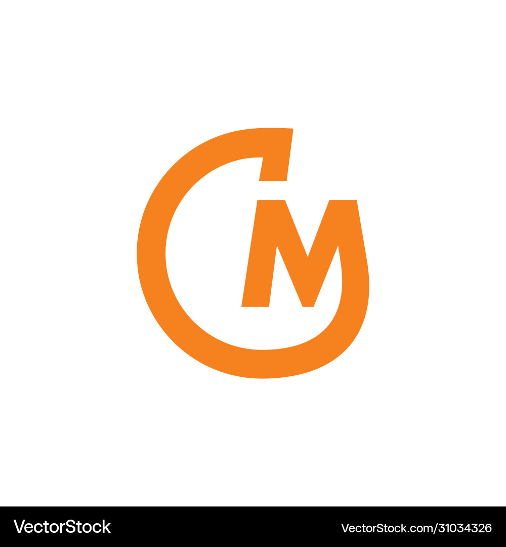 Letters cm simple linked line arrow geometric logo