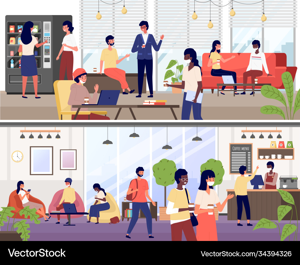 Lunch in office coffee break with colleagues Vector Image