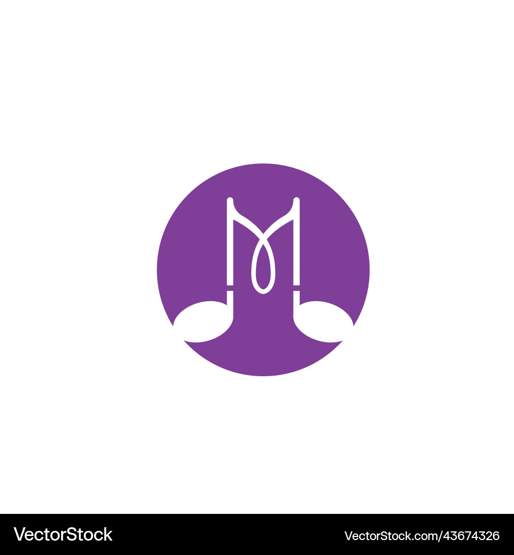 M letter music note icon Royalty Free Vector Image