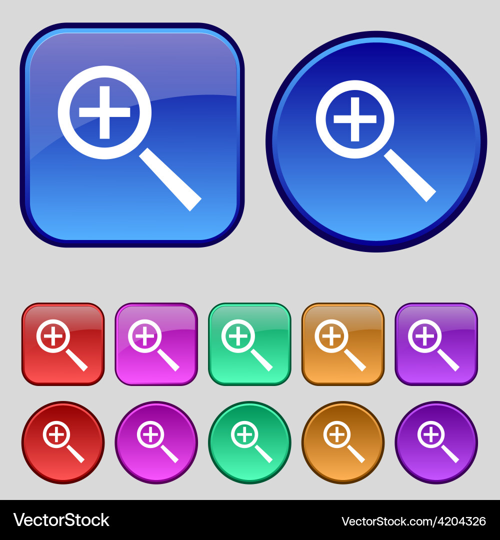 Magnifier glass zoom tool icon sign a set Vector Image
