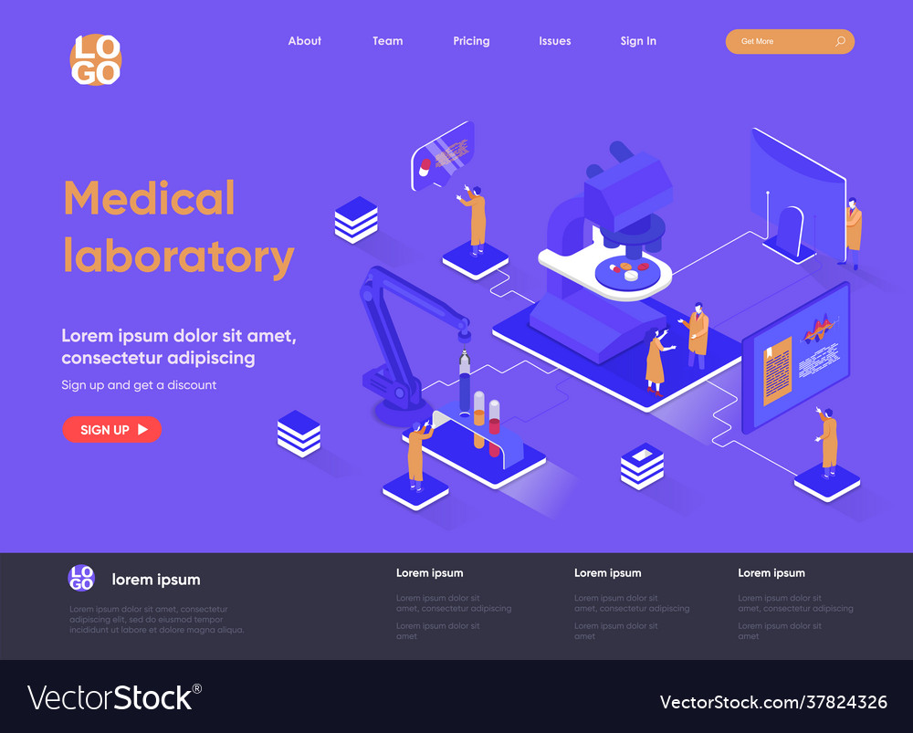 Medical laboratory isometric landing page Vector Image Medical laboratory isometric landing page Vector Image
