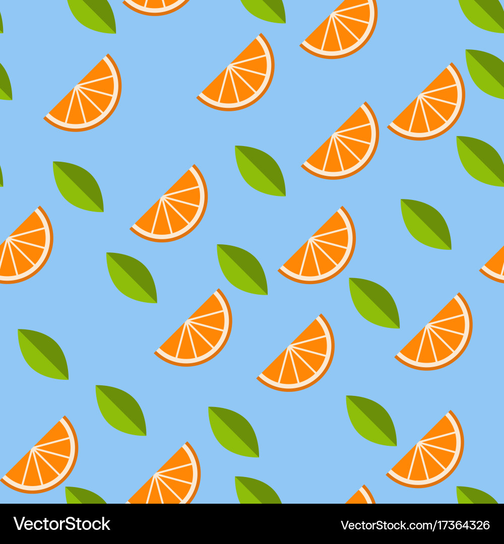 Orange lemon on blue background seamless pattern Vector Image