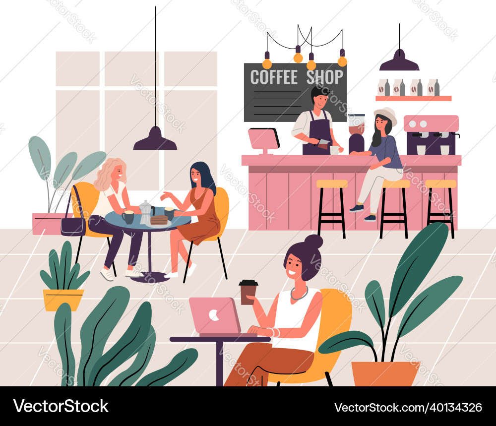 People at coffee shop characters dinning Vector Image