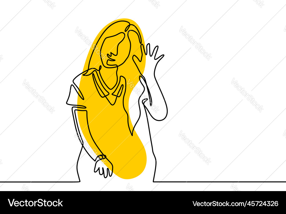 Pretty girl continuous one line drawing Royalty Free Vector