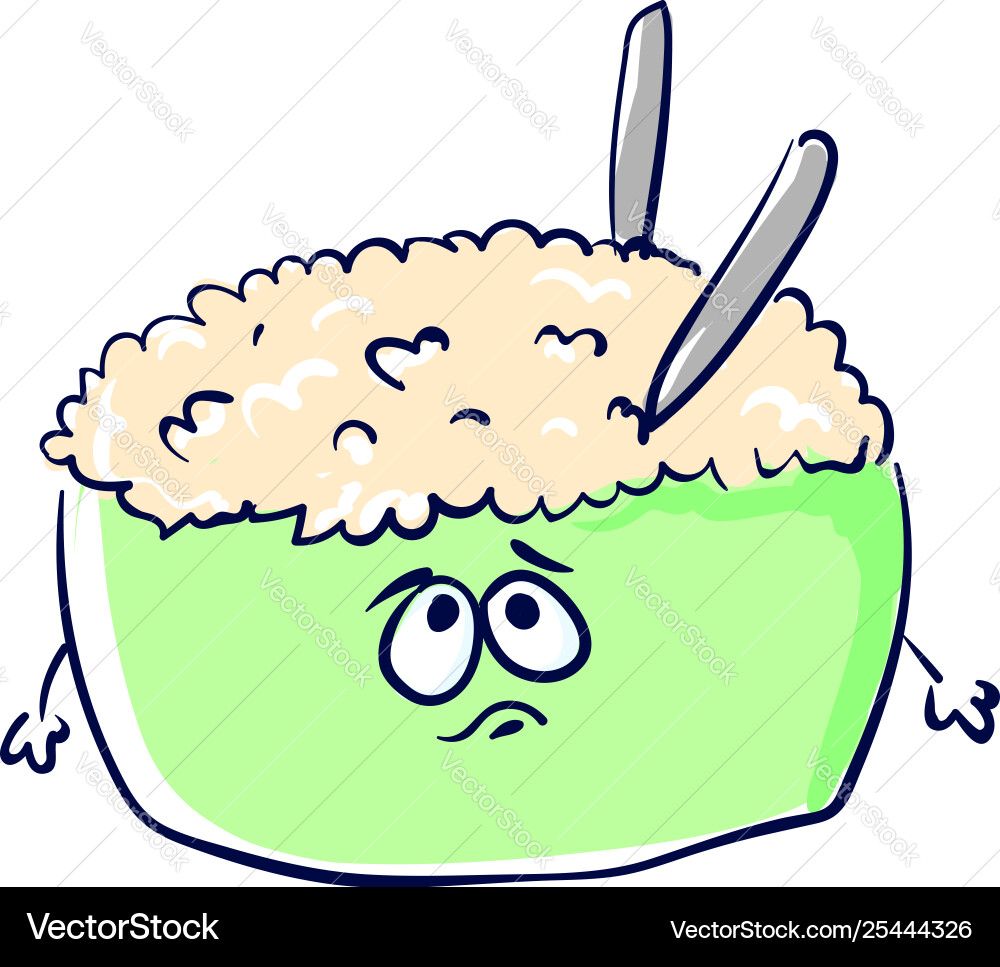 Rice in a sad tureen or color Royalty Free Vector Image
