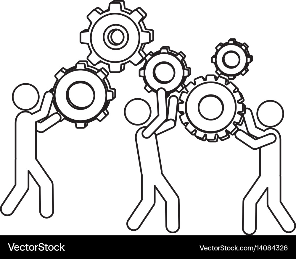 Silhouette pictograph people and industry progress