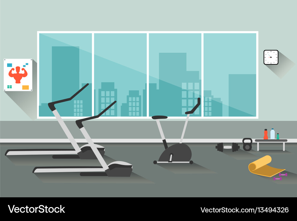 Sport gym interior workout equipment Royalty Free Vector