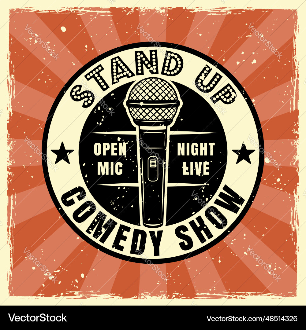 Stand up comedy show emblem badge label logo Vector Image